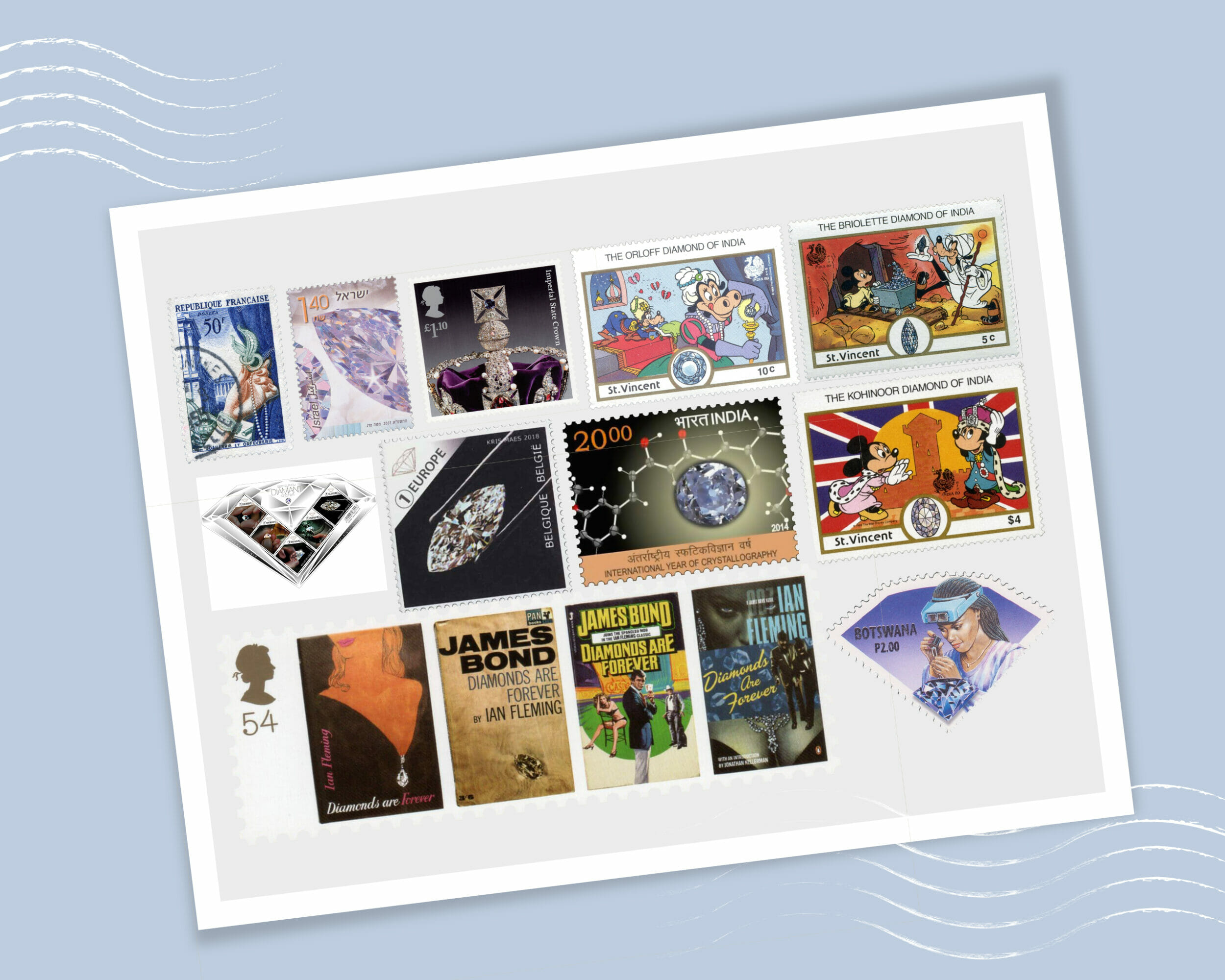 Diamonds on Postage Stamps - Natural Diamonds